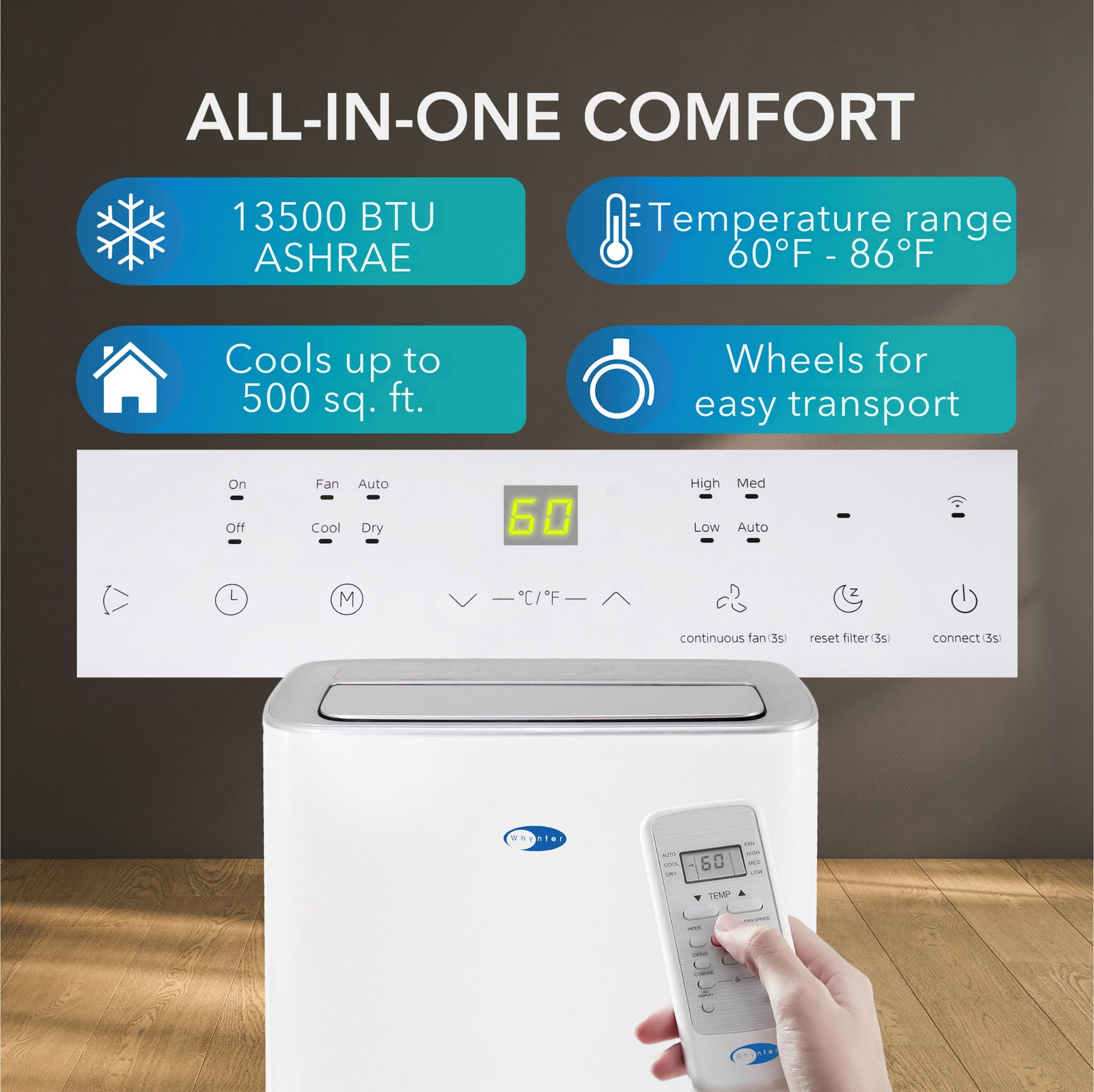 Whynter ARC-1050XPH: A Smart Portable Air Conditioner, Dehumidifier ...